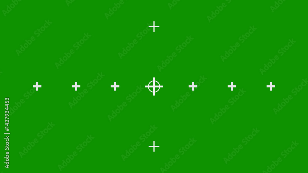 Green screen template with tracking marks. Chromakey technique. Studio ...