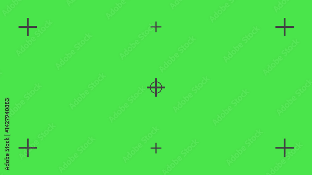 Green screen template with tracking marks. Chromakey technique. Studio ...
