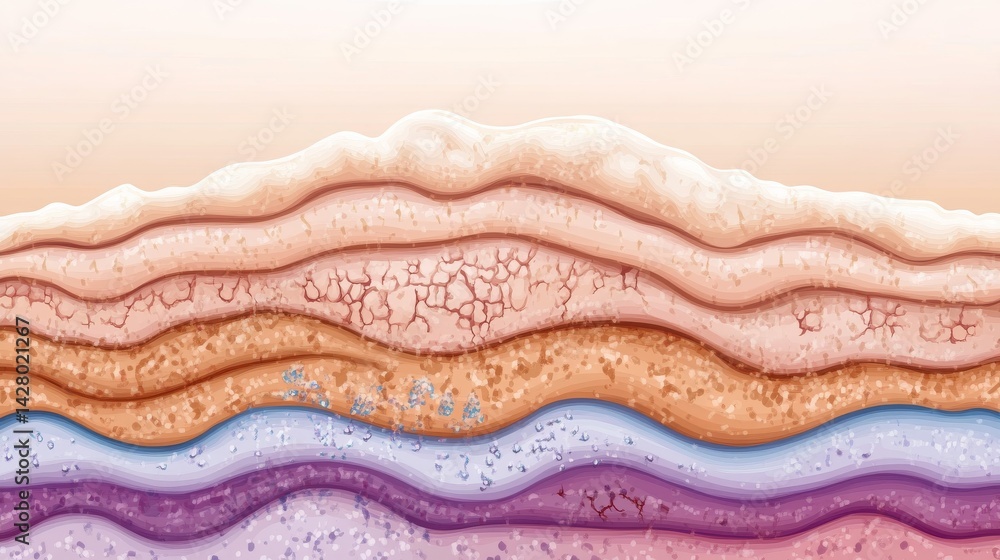 19.Dry and healthy skin texture. Infographic with Human skin layers ...