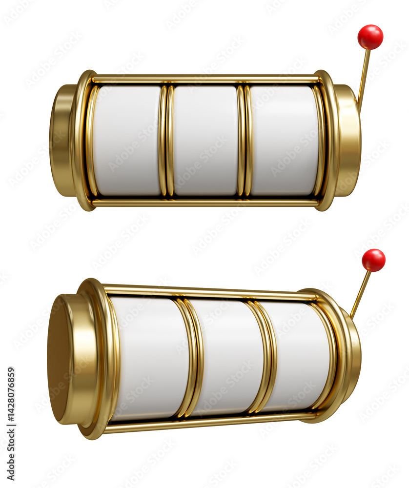 Empty Gold slot machine isolated on white background, Big win on ...