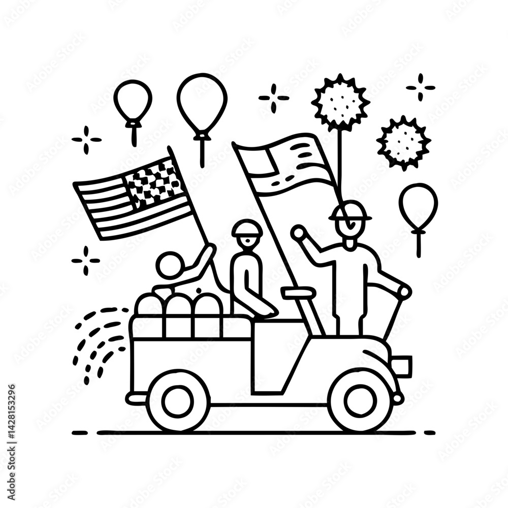 เวกเตอร์ Stock fourth of july parade icon, fourth of july parade line ...