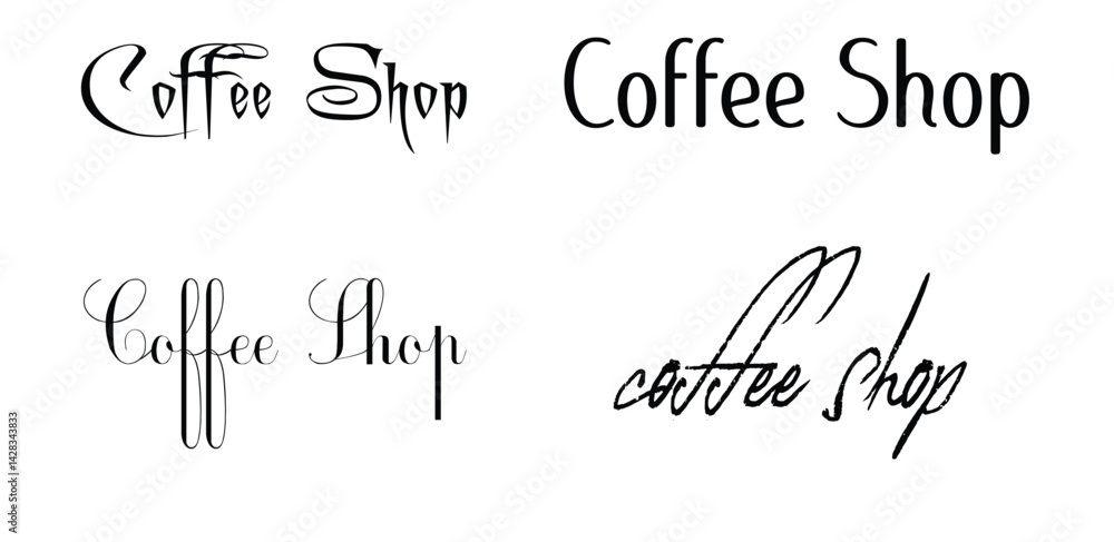 Coffee Shop Handwritten Text Inscription - Modern Hand Drawing ...