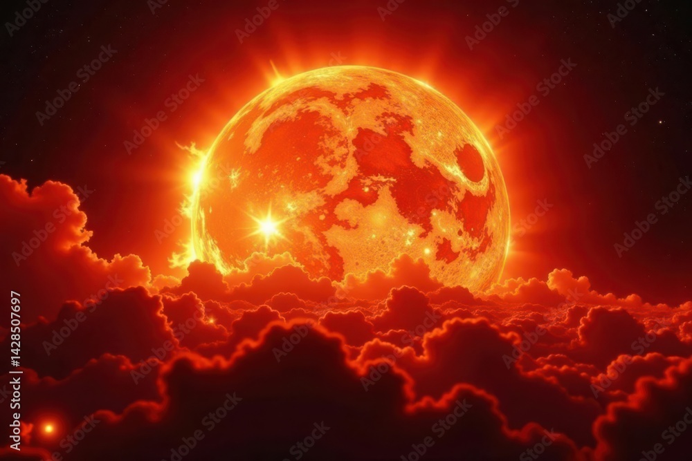 Fiery sun, solar flares erupt, coronal mass ejection visible , science ...