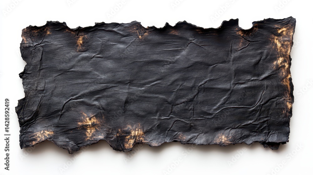 Burnt, charred paper texture, rough edges and wrinkled surface isolated ...