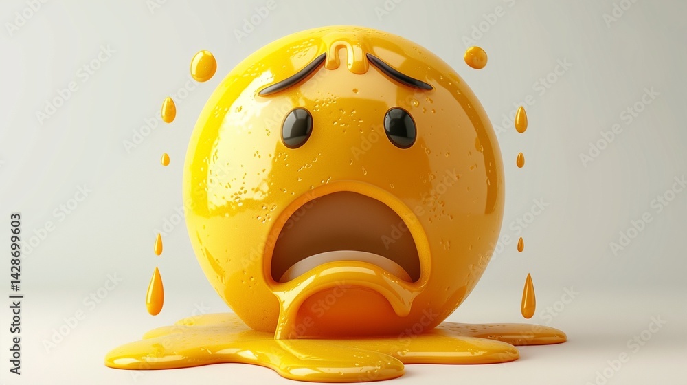 3d vector style design of funny sad cry with tear waterfall emoji for ...