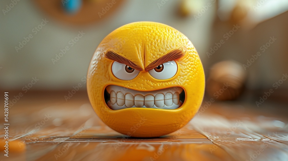 Angry emoji emoticon with clenched teeth showing a furious expression Stock Illustration | Adobe ...