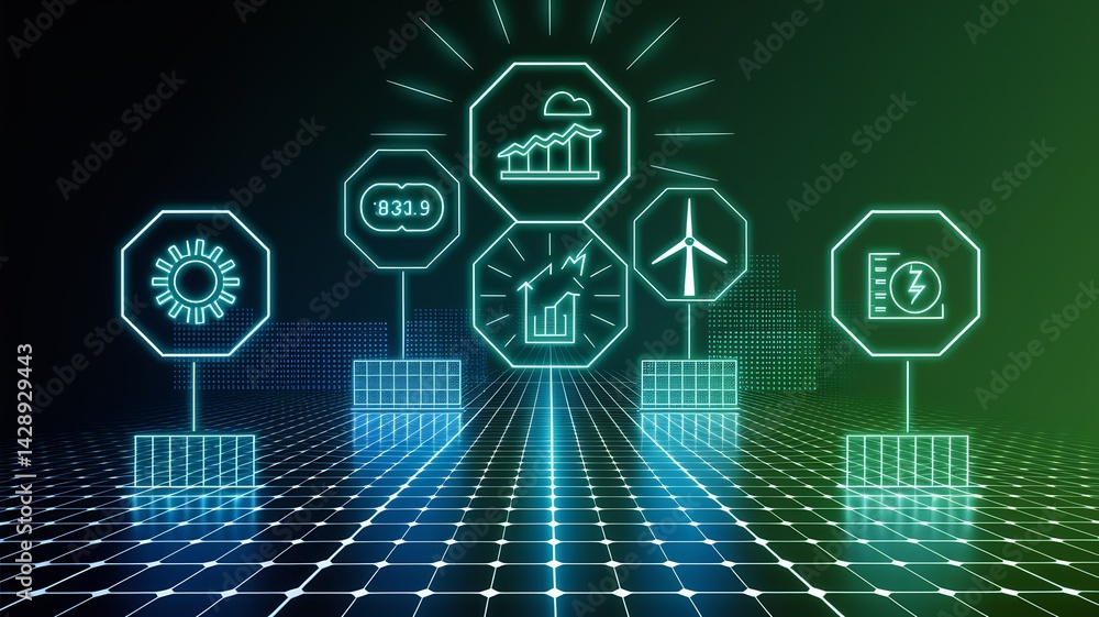 Green Energy Transition: A futuristic, abstract illustration depicting ...