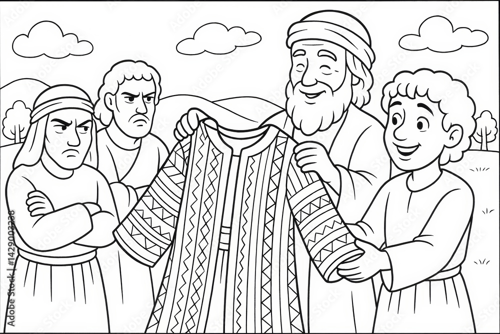 Joseph's Coat of Many Colors Story Coloring Page for Children with ...
