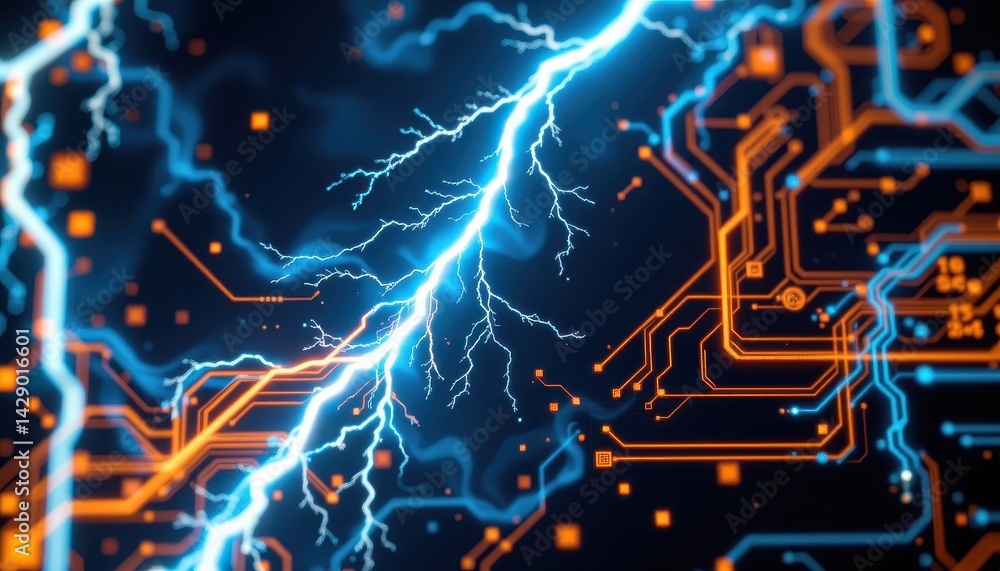 Artistic split screen showing natural lightning as conductor ...