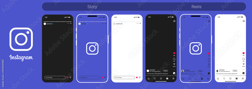 Instagram Reels Story mockup template with updated 2025 grid size. New ...