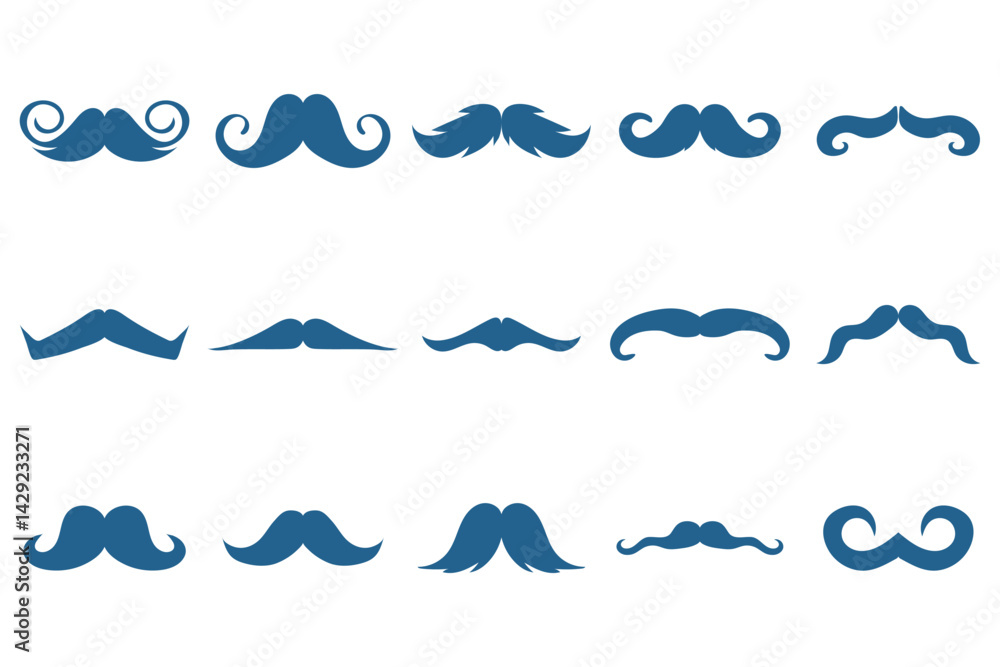 Different moustache silhouettes set. Black hipster, gentleman or ...