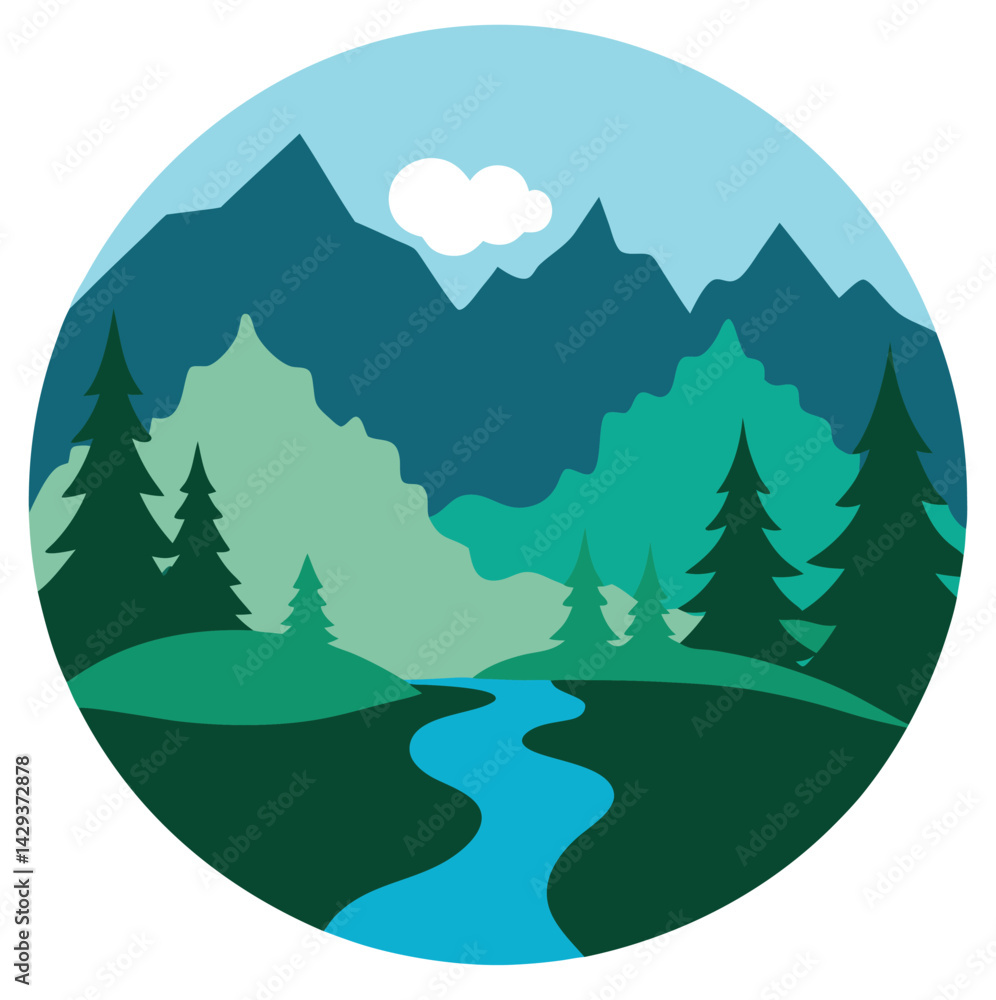 Silhouette Vector Tree Circle Cutout Nature Silhouettes 6 Round Design ...