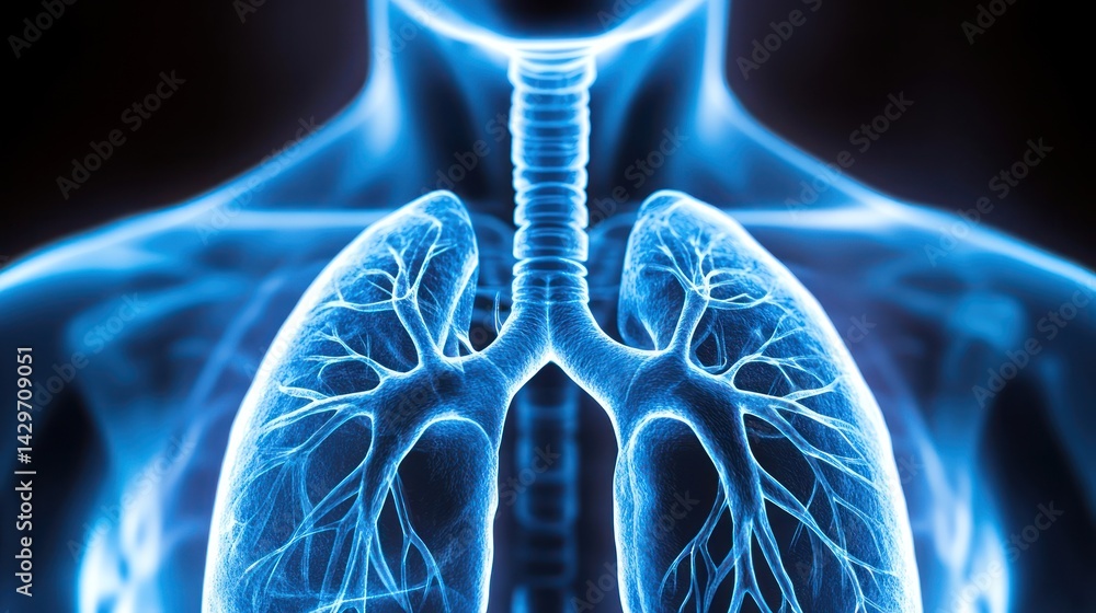 Human respiratory system visualization of bronchi and lungs, diagnostic ...