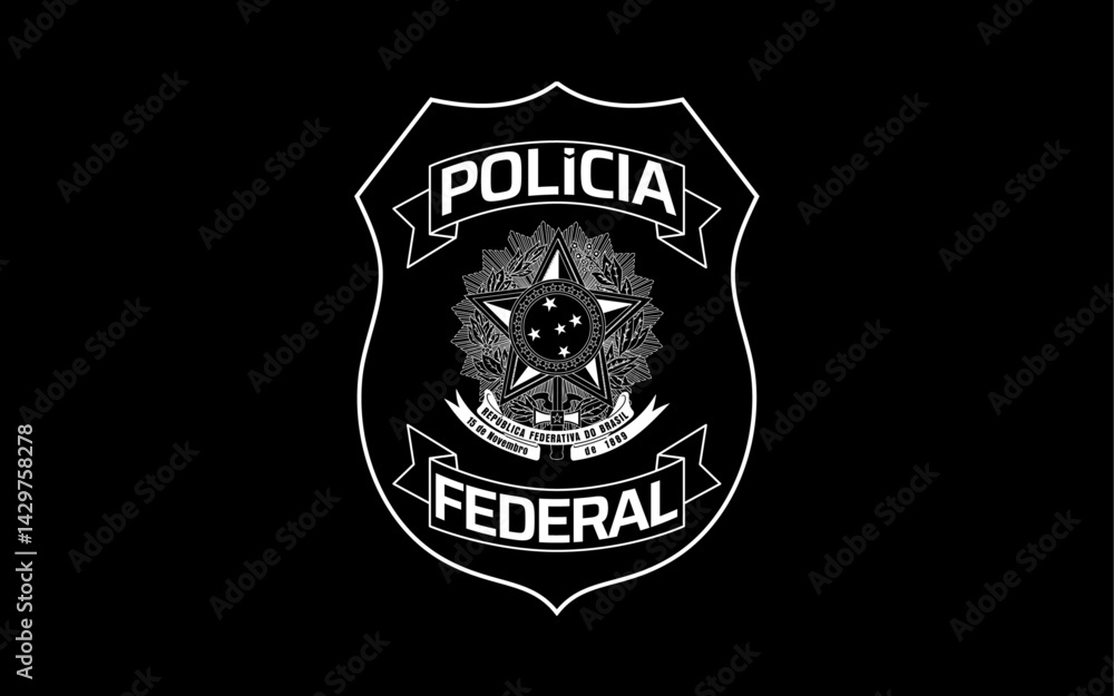 Vector de Stock Brasão da Policia do Brasil. Policia Federal PF em ...