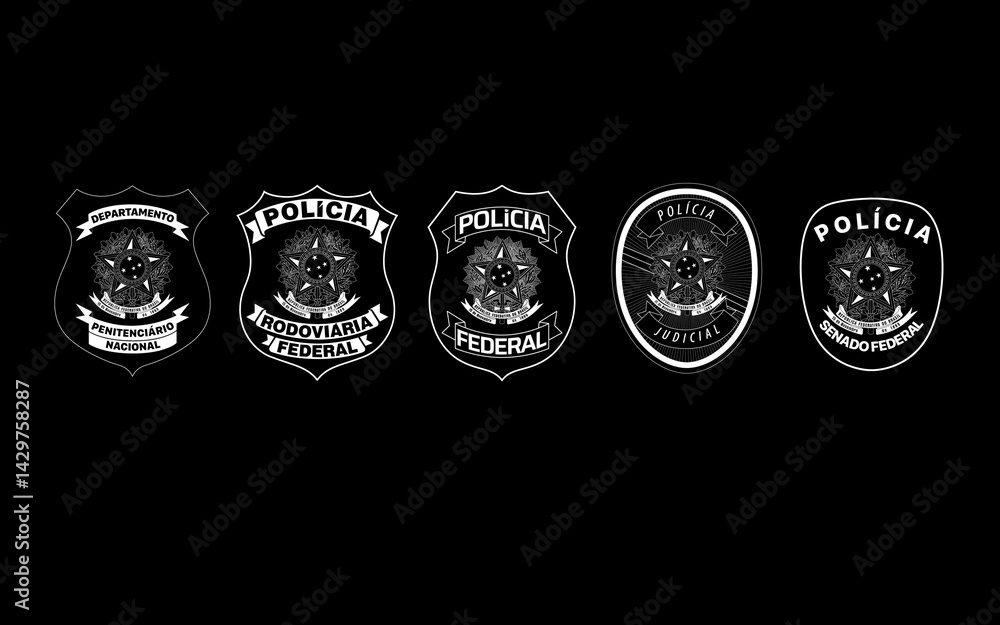 Brasão da Policia do Brasil. Policia Federal PF, Policia Rodoviaria ...