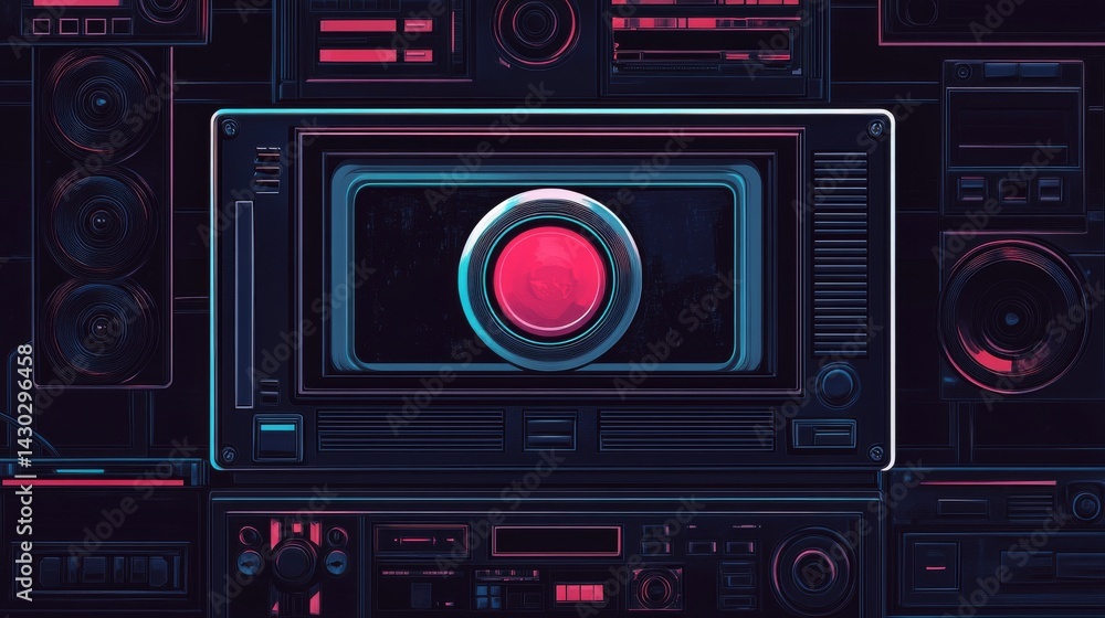 58.A creative set of editable vectors depicting VHS black screens with ...