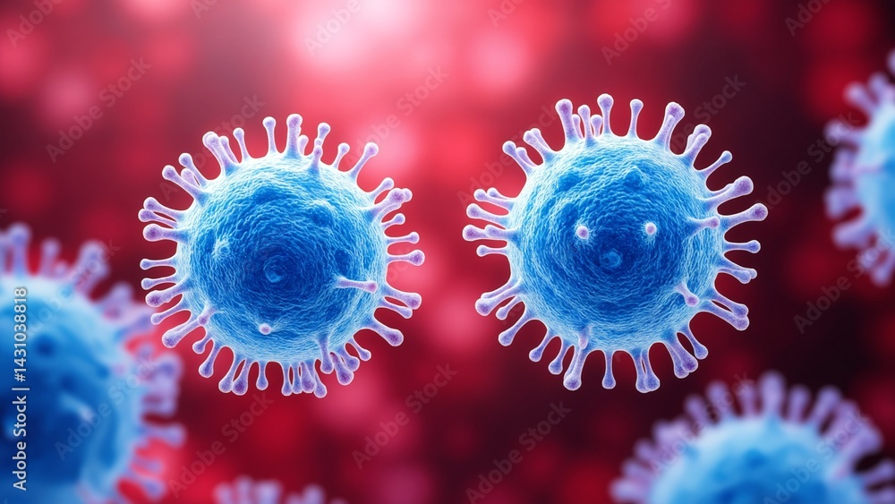 Stem cell division process showing mitosis with two blue cells and red ...