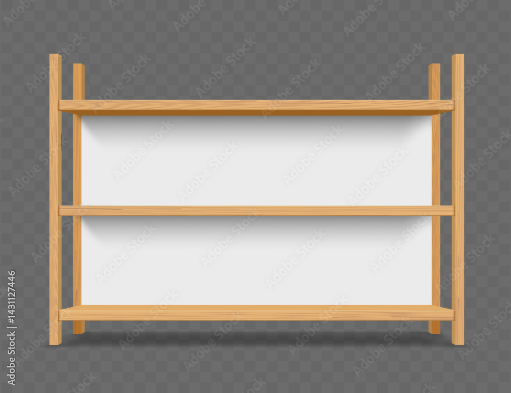 Blank empty wooden trade stands shop racks. Storefronts shelves ...