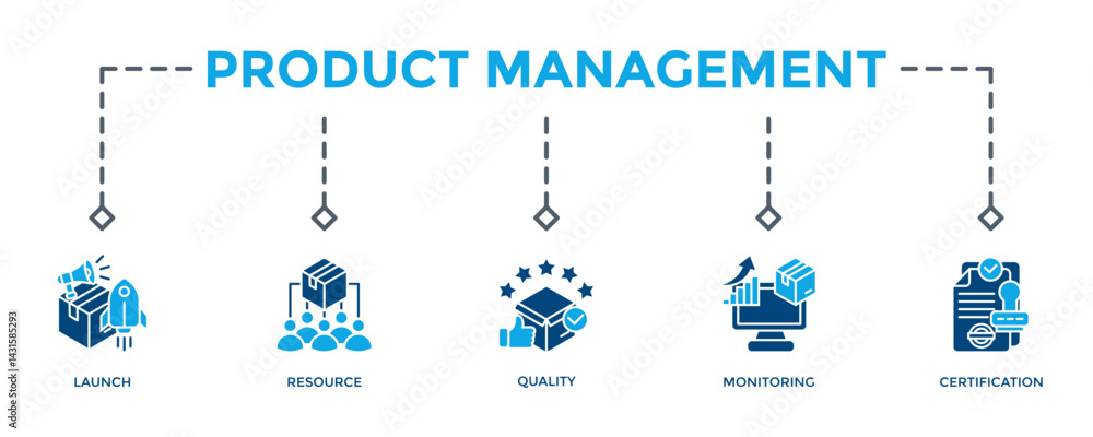 Product Management Banner Icon Vector Illustration. Two Tone Blue Style ...