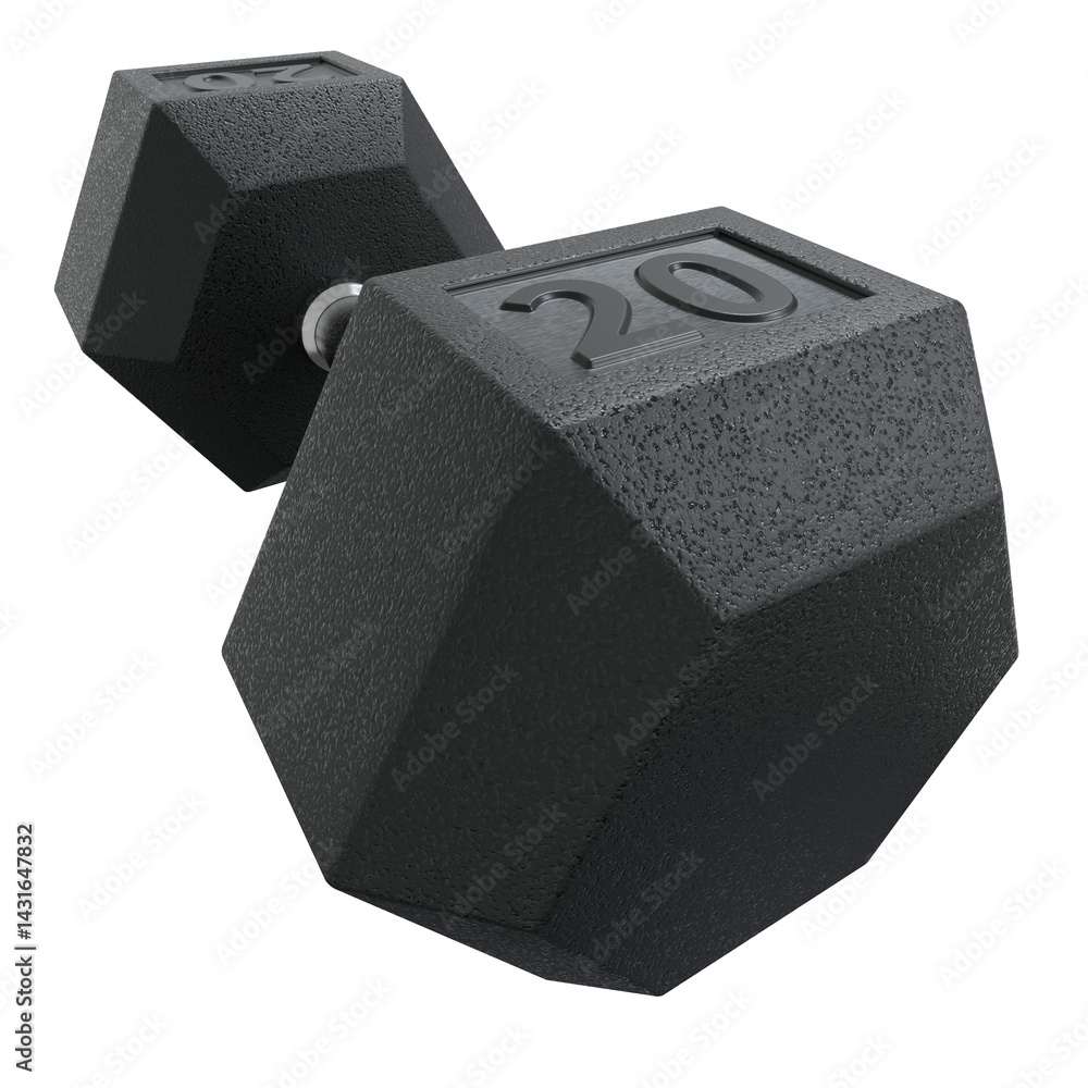Hex Dumbbell with number 20, weightlifting gym equipment side view. Png ...