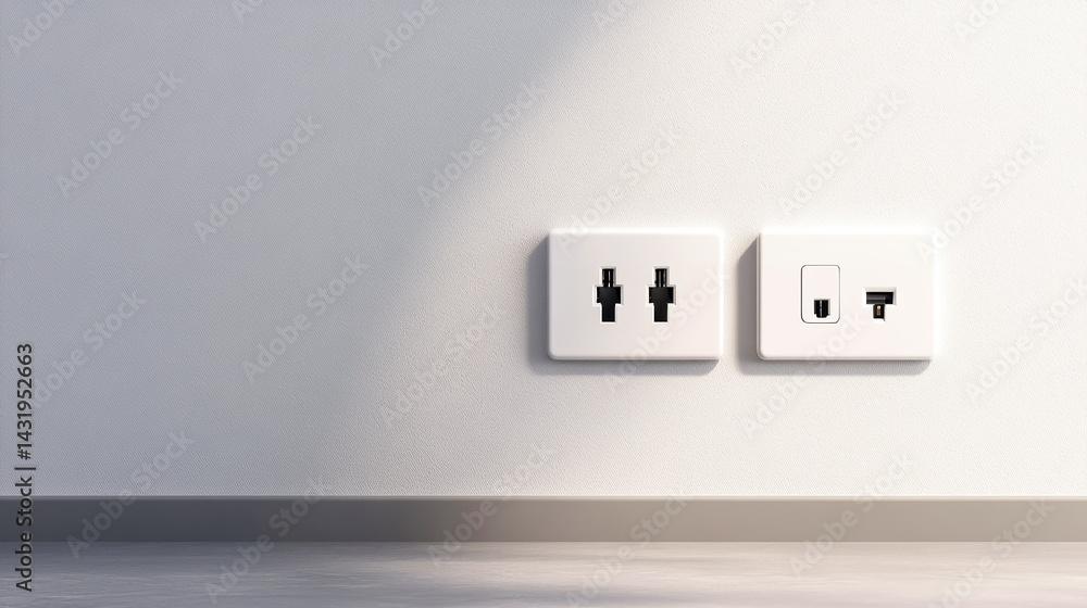 Minimalist dual socket installation featuring a visible usb port and ...