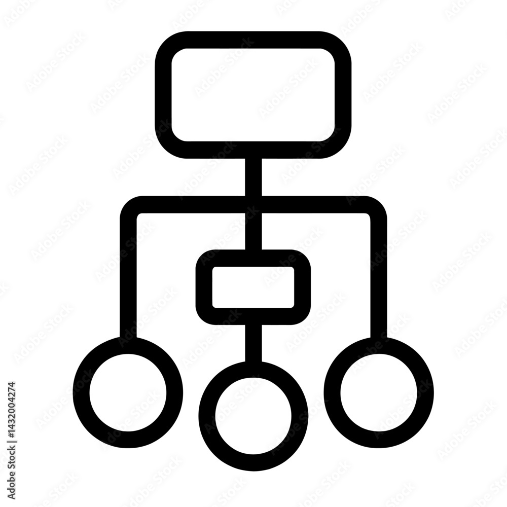 Vector line illustration of a simple flowchart or organizational chart ...