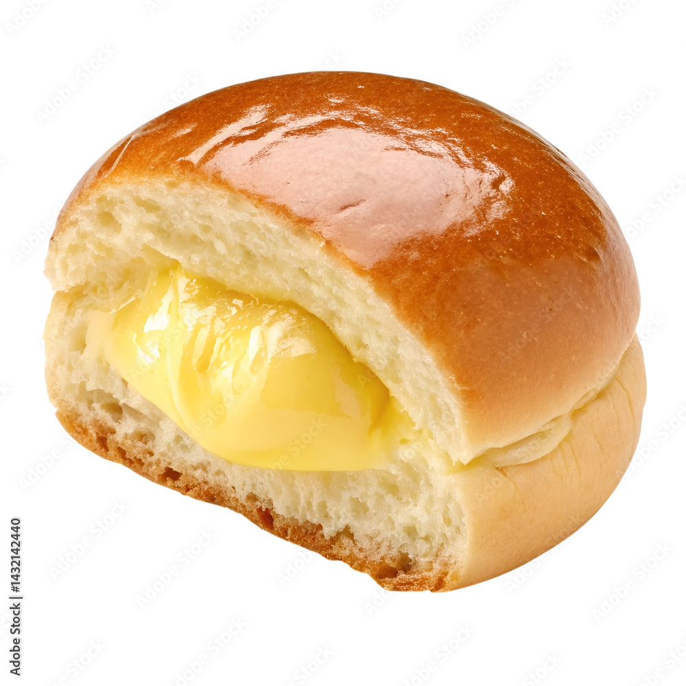 soft custard-filled bun with golden brown baked exterior and creamy ...
