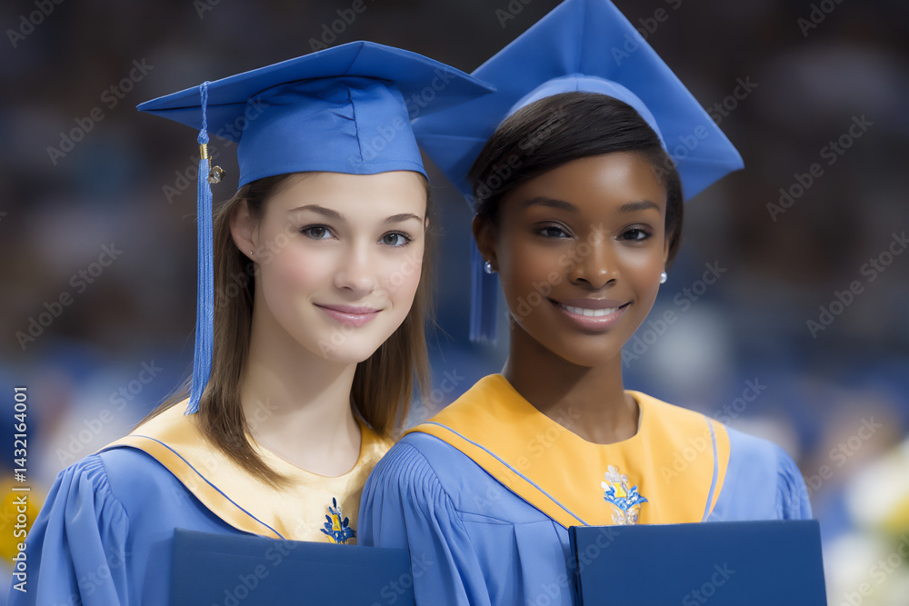 name: graduates with diplomas in blue holders, Stock Photo | Adobe Stock