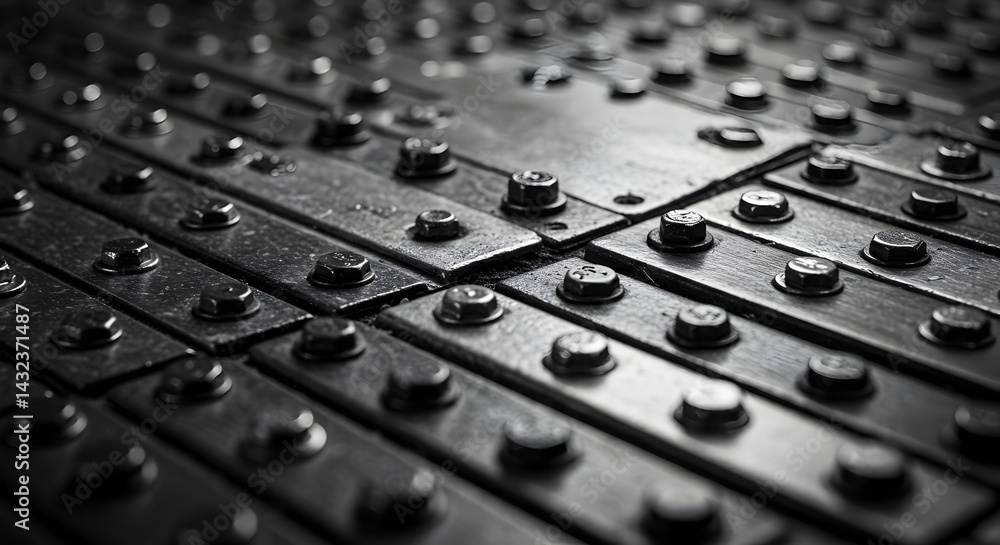 Monochrome Metal Surface Assemblage With Fasteners For Engineering ...