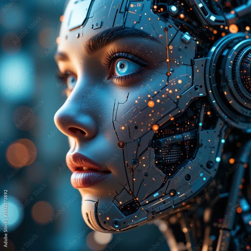 Artificial Intelligence Image, Machine Singularity, A robot with a ...