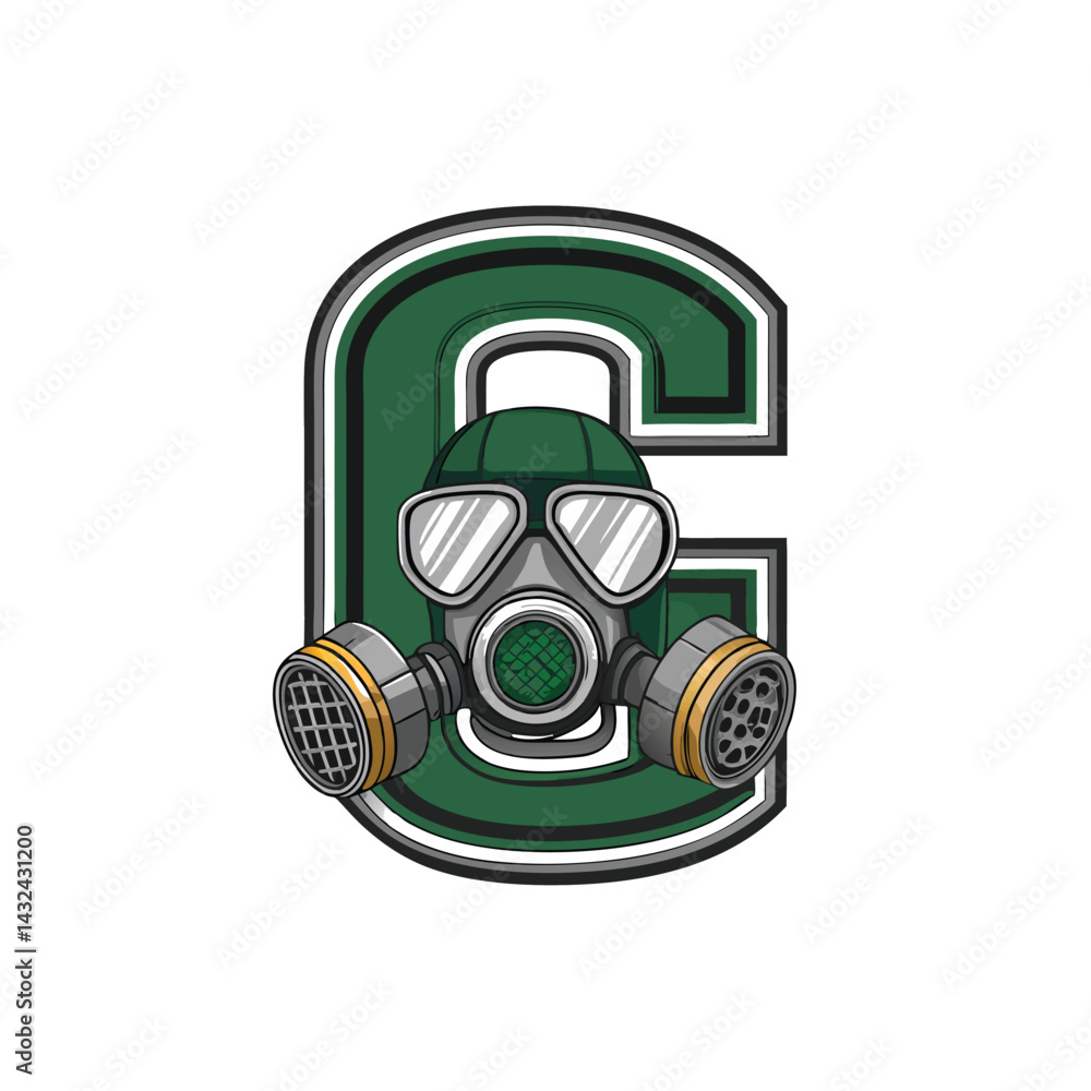 Vector de Stock Design a stylized 'g' shaped like a gas mask ...