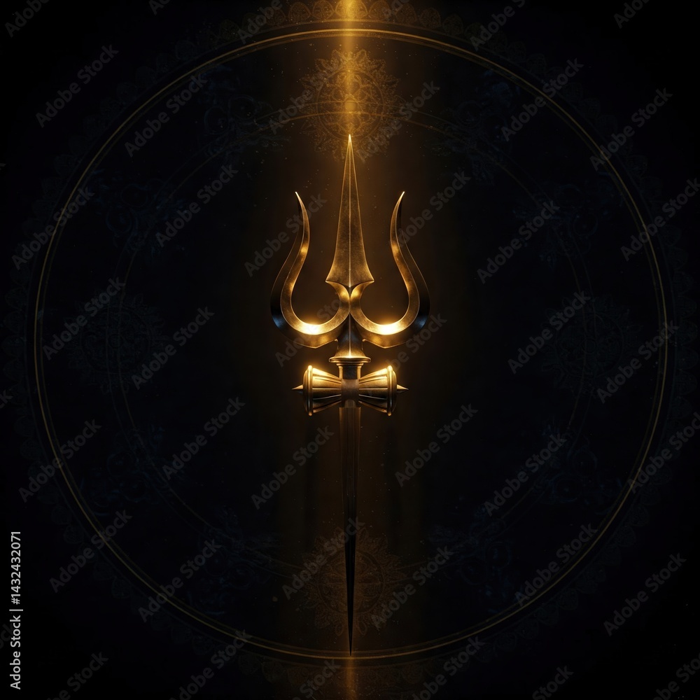 Shivji Trisul on black background | trishul Lord Shiva Indian God of ...