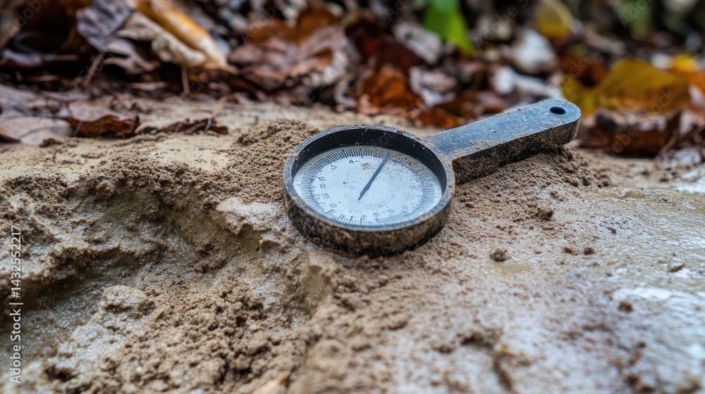 Soil compaction meter measuring density on compacted ground Stock Photo ...