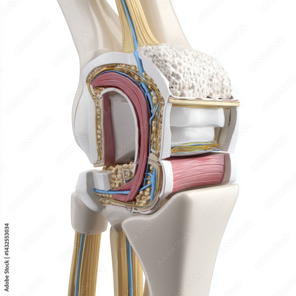 Understanding knee cross-section cartilage and ligaments anatomy ...