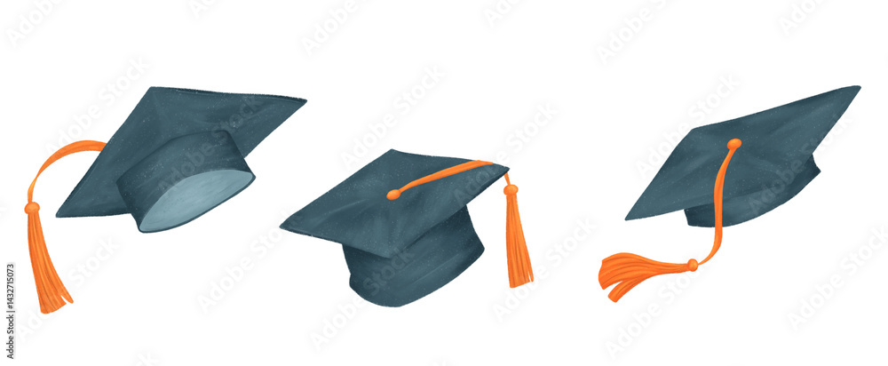 Graduation cap and diploma cartoon illustration clipart. Graduation ...