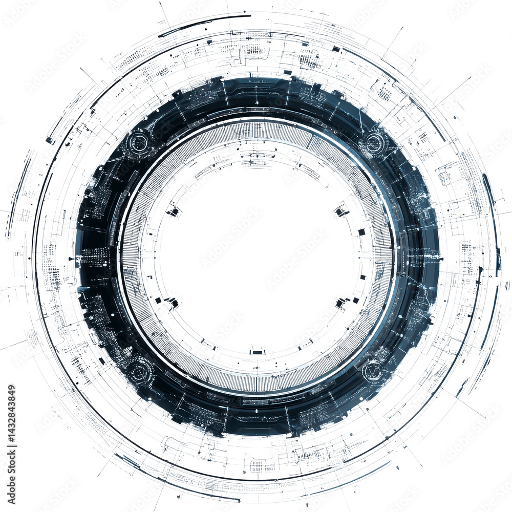 Abstract Circular Tech HUD Interface Design Element Stock Photo | Adobe ...