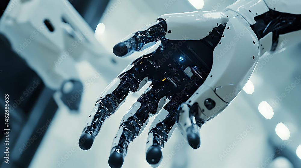 A robotic arm in a futuristic AI powered lab, assembling components for ...