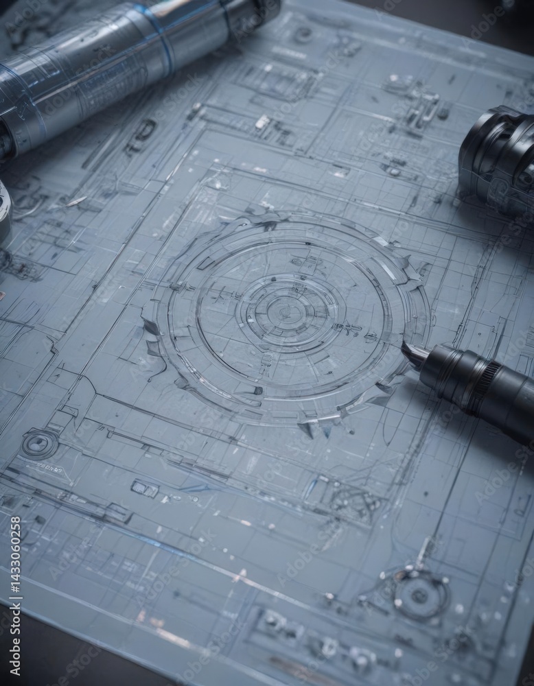 Stock-Illustration „Blueprint photo effect transforms images into ...