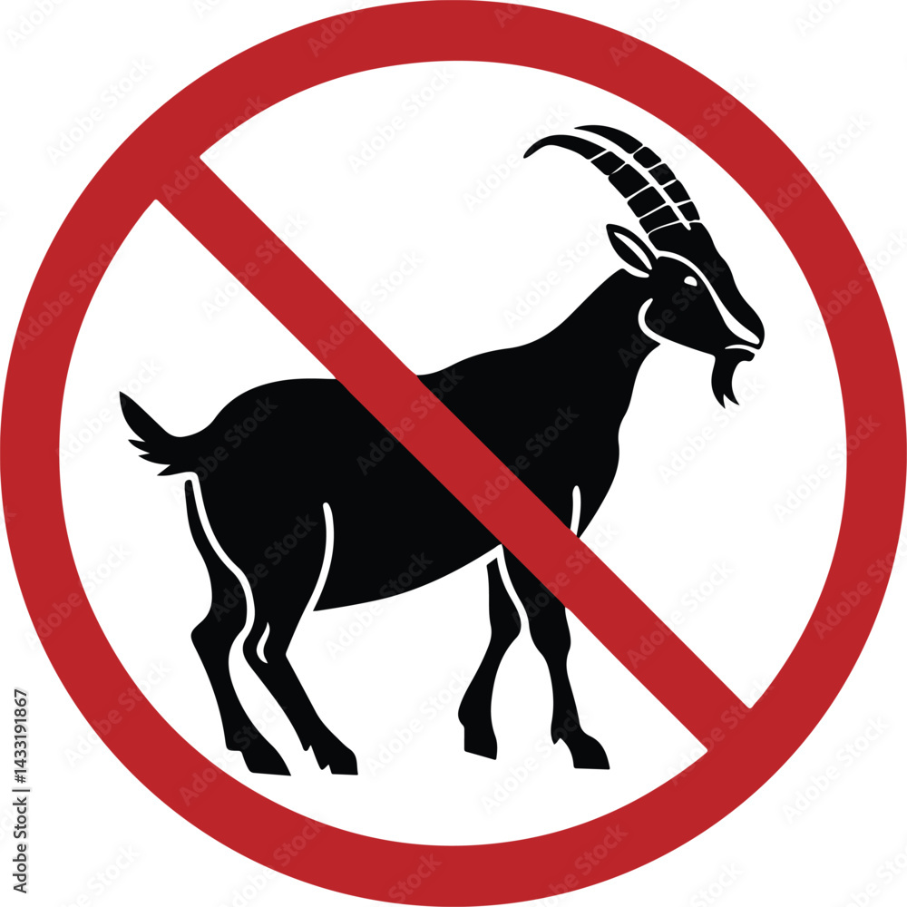 No Goats Allowed: A bold, graphic red circle with a diagonal red line ...