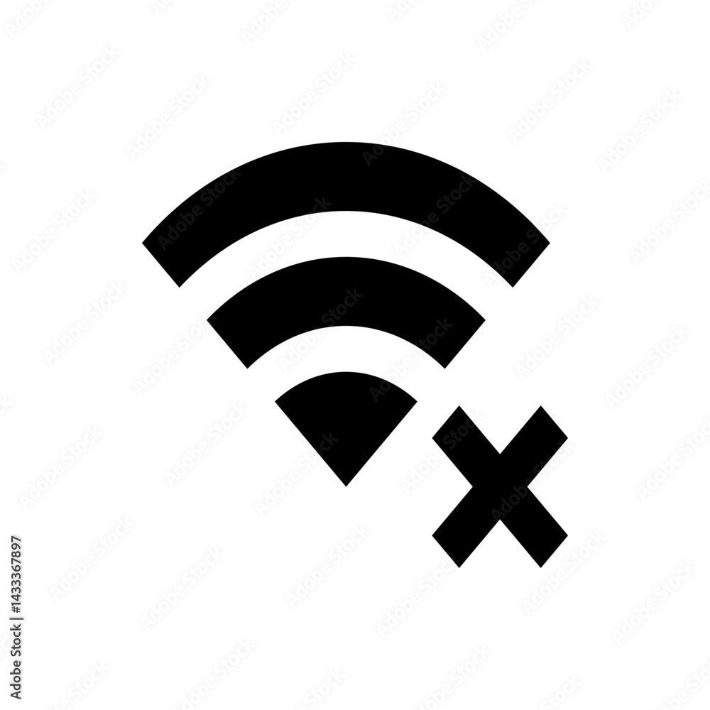 Black wifi symbol with three curved lines and a triangle shape with a ...