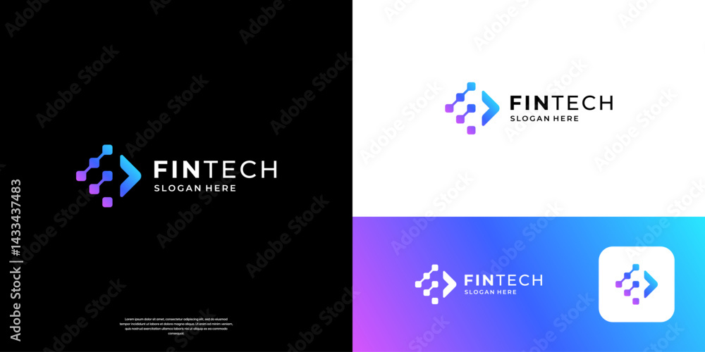 Letter F logo design inspiration. Abstract financial tech symbol logo ...
