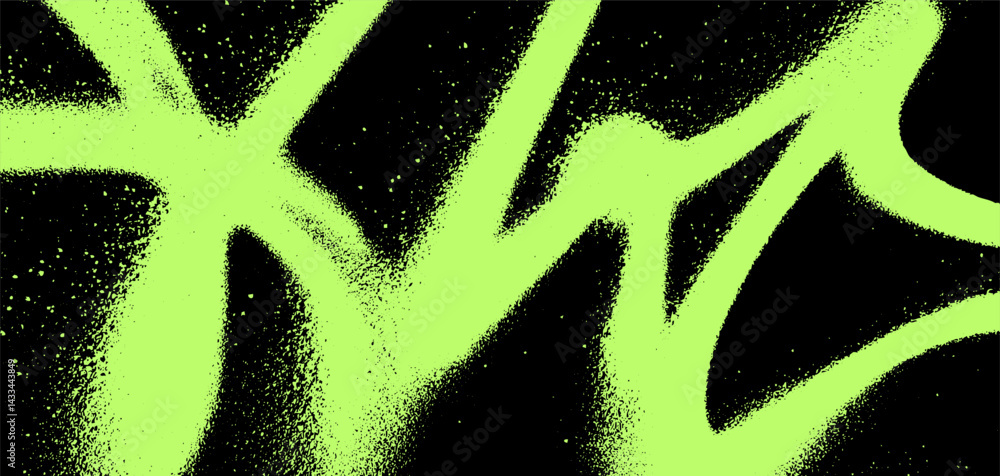 Vetor Vivid neon green graffiti spray overlay with grunge texture on a ...