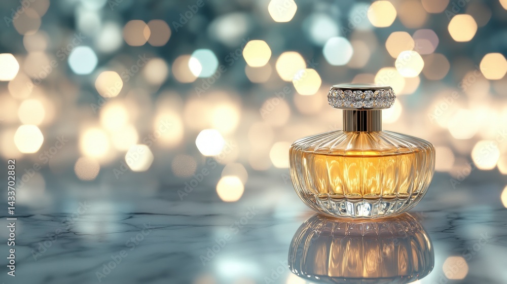 Premium perfume container with geometric light patterns on stone ...