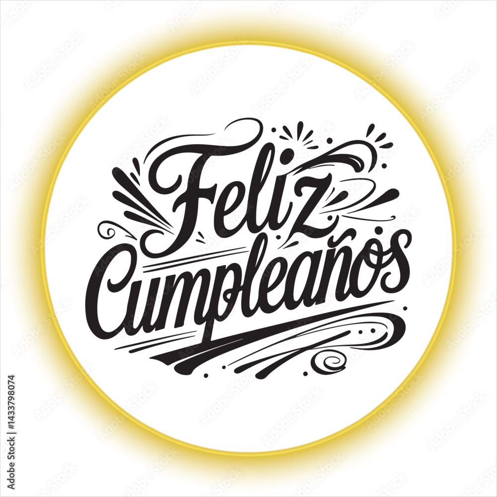 Vector de Stock Feliz Cumpleanos Handwritten Lettering Design,Spanish ...