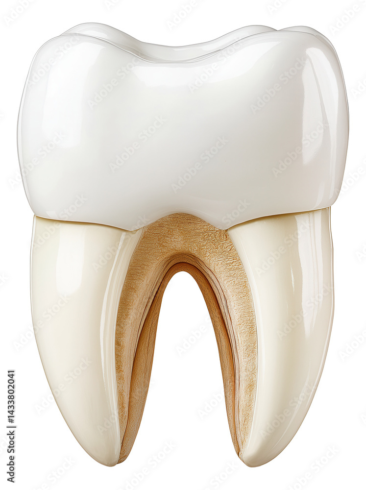 Foto de Stock Cross-section illustration of a human molar tooth showing ...