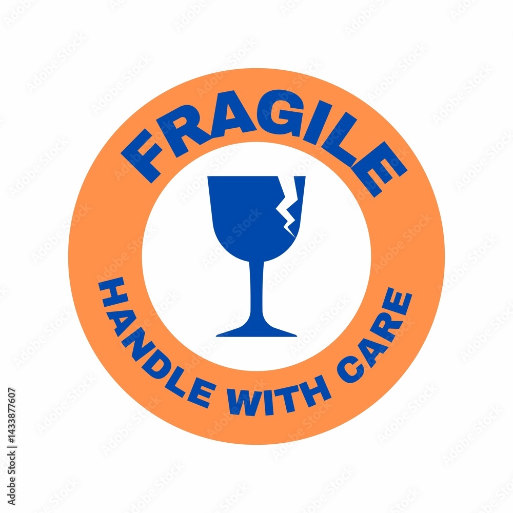 Fragile shipping stamp, Fragile Handle with Care Icon Broken Glass ...