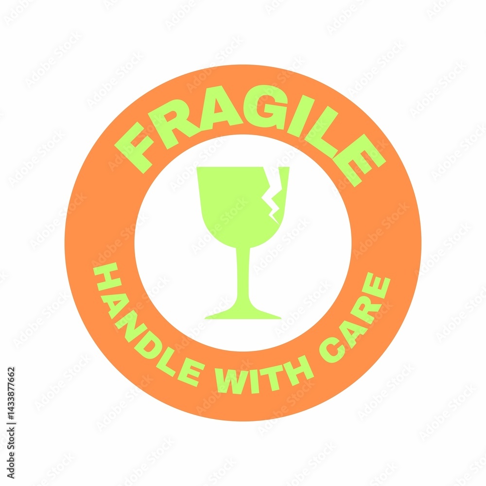 Fragile shipping stamp, Fragile Handle with Care Icon Broken Glass ...