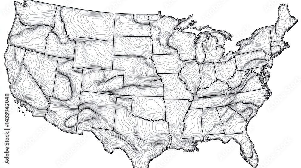 Ilustración de Stock Outline of the United States Map Showing All ...