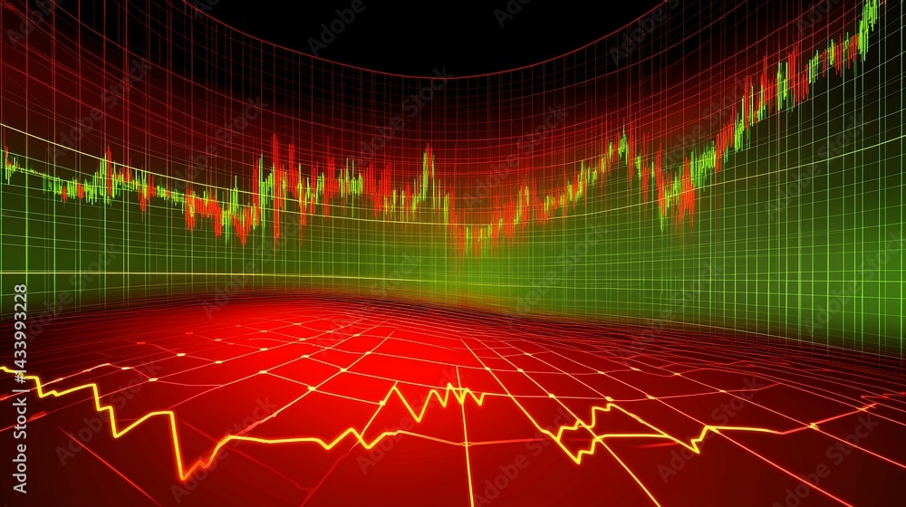 Financial market data visualization. Dynamic charts and graphs. Complex ...