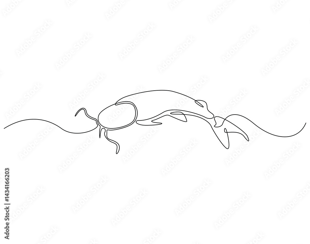 Continuous line drawing of catfish animal. Single line illustration of ...